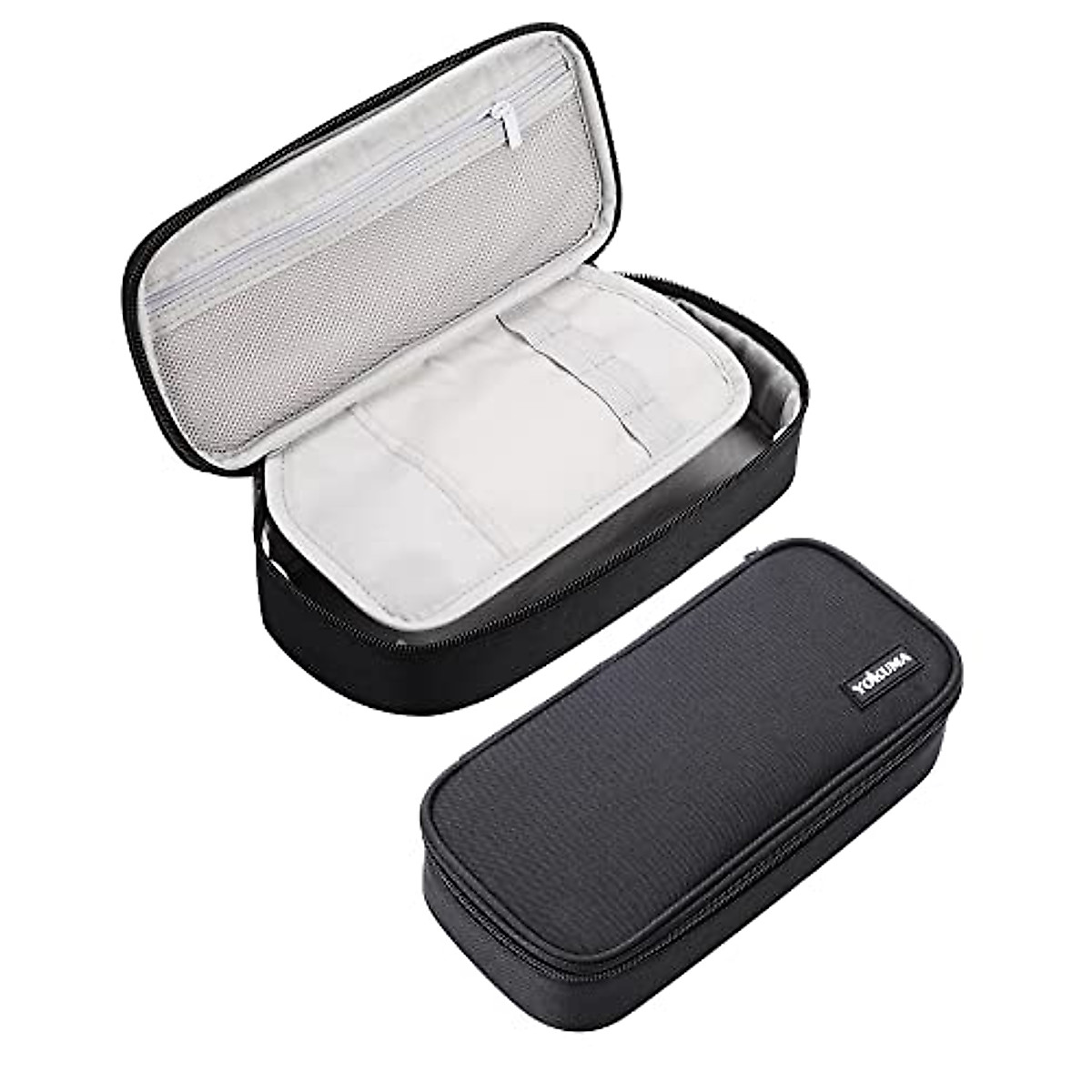 YOKUMA Pencil Case,Large Capacity Pencil Pouch,Aesthetic Zipper Pencil Box, Back to School Supplies for College Student Teen Adults (Black)