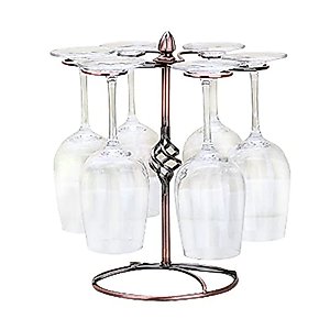 Fadak New Wine Holder 6 Cup Holder Lower Cabinet Hanging Goblet Holder - Undrilled Brass Champagne Gold Matte Stainless Steel (L)