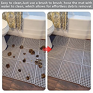 12 Pack 11.8" x 11.8" Interlocking Floor Tiles with Drain Holes Soft PVC Non Slip Shower Floor Mat Rubber Flooring Drainag Mat for Pool, Patio, Balcony, Kennel, Poultry, Dog, Grey&White