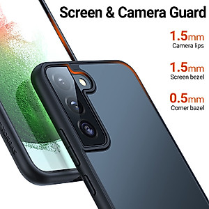 TORRAS Shockproof Galaxy S22 Plus Case, Military Grade Drop Tested, Translucent Matte, Slim Protective, 5G Guardian, Black