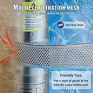 VEVOR Deep Well Submersible Pump, 0.5HP 115V/60Hz, 28gpm Flow 167ft Head, with 33ft Electric Cord, 4" Stainless Steel Water Pumps for Industrial, Irrigation&Home Use, IP68 Waterproof Grade