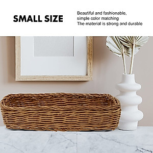 BESPORTBLE Wicker Cutlery Basket Rectangular Woven Baskets Bins Woven Forks Knives Spoons Storage Organizer Box Seagrass Basket for Silverware