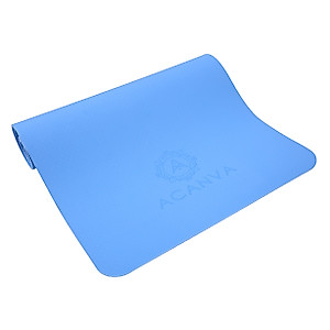 Acanva TPE Non-Slip Yoga Mat with Carrying Bag and Strap, Blue