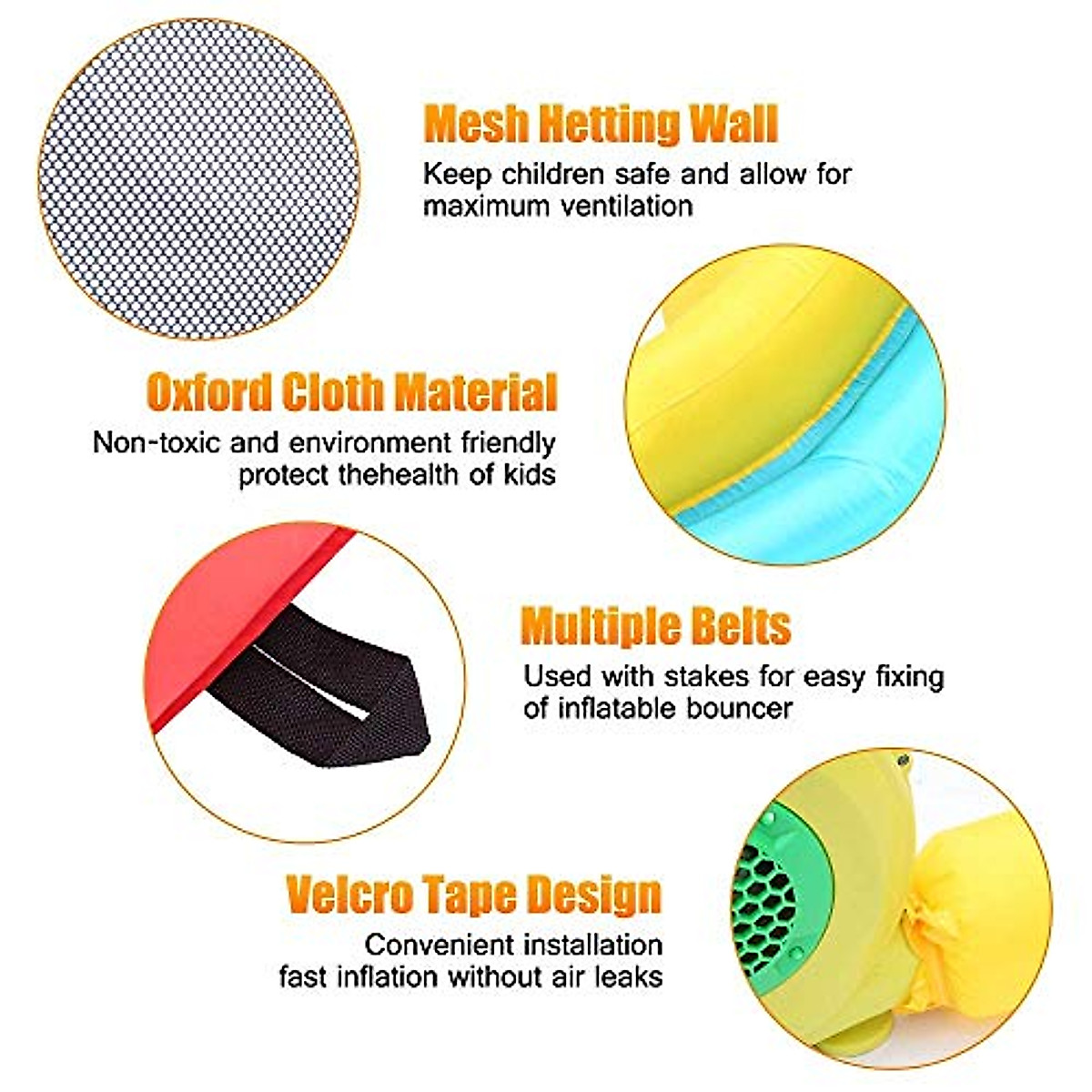 for Kids Rocket Inflatable Castle Activity Air Bounce Room, Parachute Castle with Slide 420D Oxford Cloth 840D Oxford Cloth Jump Surface, Outdoor Family Playground