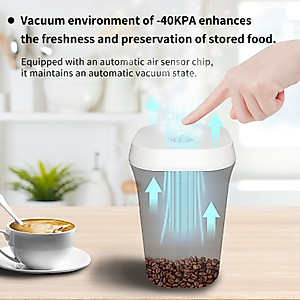 evacu Automatic Vacuum Coffee Canister & Food Storage Container,One-Button Operation Coffee Containers for Coffee Beans,Smart Detection of Vacuum Environment Inside the Canister to Keep Food Fresh-1L