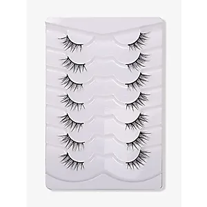 GMAGICTOBO Natural Half Lashes Short False Eyelashes Wispy Lashes Pack Cat Eye 3D Faux Mink Lashes 7 Pairs Multipack
