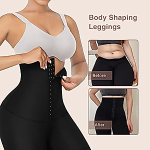 Corset Top Waist Trainer Black Leggings for Women Tummy Control Yoga Pants with Pockets for Women,Large