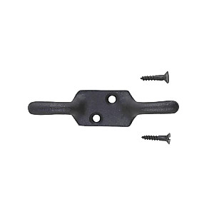 Renovators Supply Manufacturing Cleat Hooks 4 in. Black Wrought Iron Cord Rope Holder for Window Blinds or Flagpoles with Screws Pack of 4