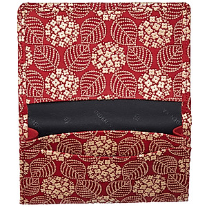 INDEN-YA(インデンヤ) Indenya 2501-13174 Business Card Holder, Women's, Red Deer Leather x White Lacquer, Hydrangea Pattern 2501-13-174