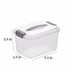 ZHENFAN 5.5 Qt Clear Storage Latch Box/Bin with Lids, 4-Pack Plastic Organize Bins with Handle