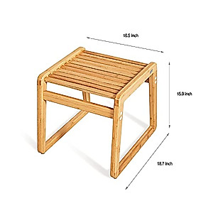 JIKUGO Bamboo Detachable Soft Square Chair - Dining Chair,Plain Bamboo Seat for Home and Kitchen(Wood Color)
