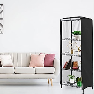 Sealcover Storage Shelf Wire Shelving Cover, High Density Waterproof and Dustproof Wire Rack Cover, 28 * 23 * 64in, Black Storage Rack Covers.