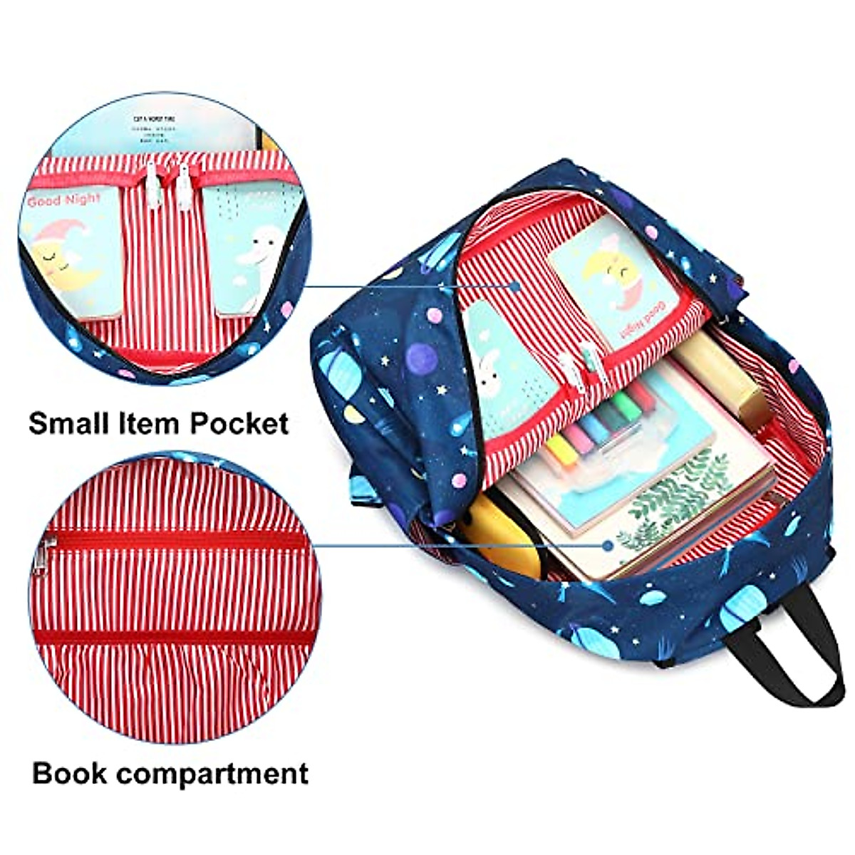 CAMTOP Backpack for Kids, Boys Preschool Backpack with Lunch Box Toddler Kindergarten School Bookbag Set (Galaxy Blue)