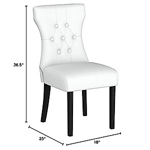Modway Silhouette Modern Tufted Vegan Leather Upholstered Parsons Dining Chair in White, One