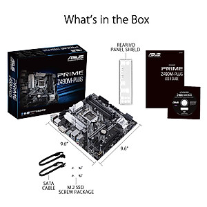 ASUS Prime Z490M-PLUS LGA 1200 (Intel® 10th Gen) Z490 Micro ATX Motherboard (Dual M.2, DDR4 4600, 1 Gb Ethernet, USB 3.2 Gen 2 USB Type-A®, Thunderbolt™ 3 Support, Aura Sync RGB)