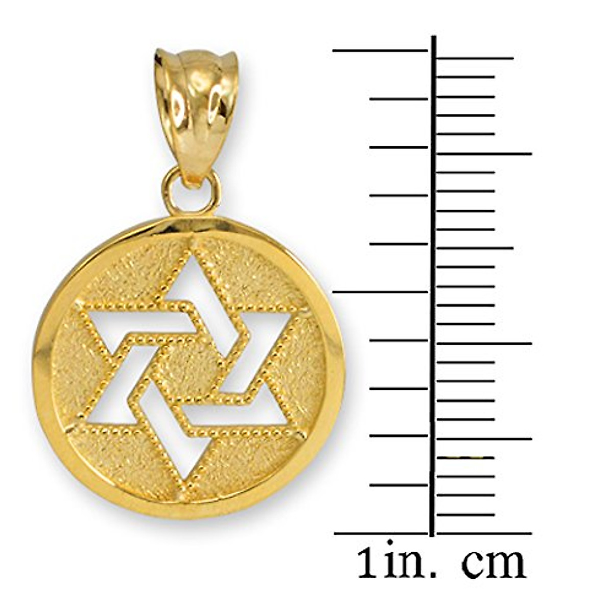 Fine 10k Yellow Gold Milgrain-Edged Medal Jewish Star of David Charm Pendant