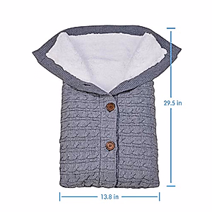 XMWEALTHY Unisex Infant Swaddle Blankets Soft Thick Fleece Knit Baby Girls Boys Stroller Wraps Baby Accessory Grey