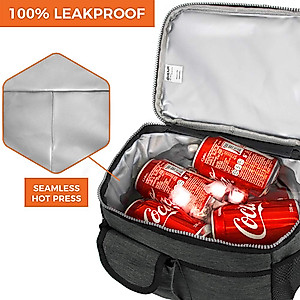 OPUX Lunch Box for Men, Adult Lunch Box Cooler, Insulated Lunch Bag Women, Dual Compartment Lunchbox for Work, Leakproof Double Decker Lunch Bag, Soft Lunch Pail Tote Boys Girls Kids School, Dark Gray