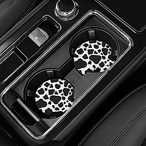 4 Pack Car Coasters, 2.75inch Cow Print Car Cup Holder Coasters for Car, Neoprene Cup Pad Mat Car Coasters for Cup Holders for Women
