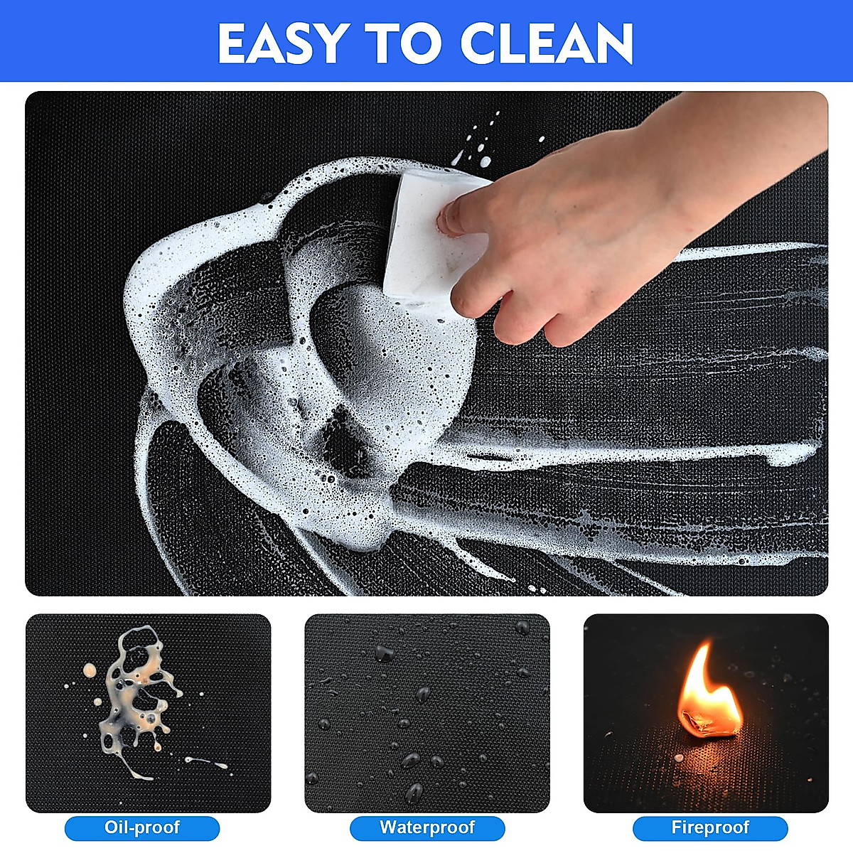 KOYLIM Under Grill Mats for Outdoor Grill - 60 × 45 inches Deck and Patio Protector Double-Sided Fireproof Mat - Oilproof Waterproof BBQ Mat for Under BBQ - Fire Pit Pads Indoor Floor Fireplace Mat