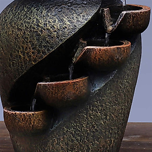 XXXXW Relaxation Desktop Fountains Tabletop Fountains Creative Home Garden Simulation Plant Vase Crafts Resin Waterfall Indoor Desktop Flowing Water Landscape Ornament Interior Water Feature