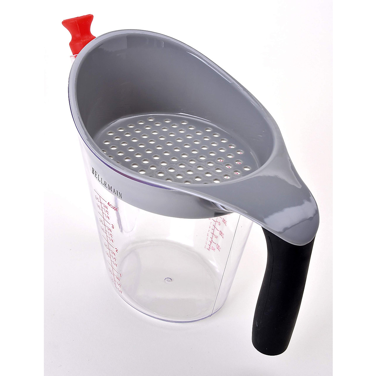 Bellemain 4-Cup Fat Separator/Measuring Cup with Strainer & Fat Stopper / 1 Liter Capacity