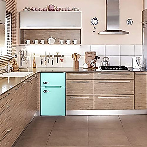 Antarctic Star Compact Mini Refrigerator Separate Freezer, Small Fridge Double 2-Door Adjustable Removable Retro Stainless Steel Shelves Garage Camper Basement/Dorm/Office 3.2 cu ft.Green