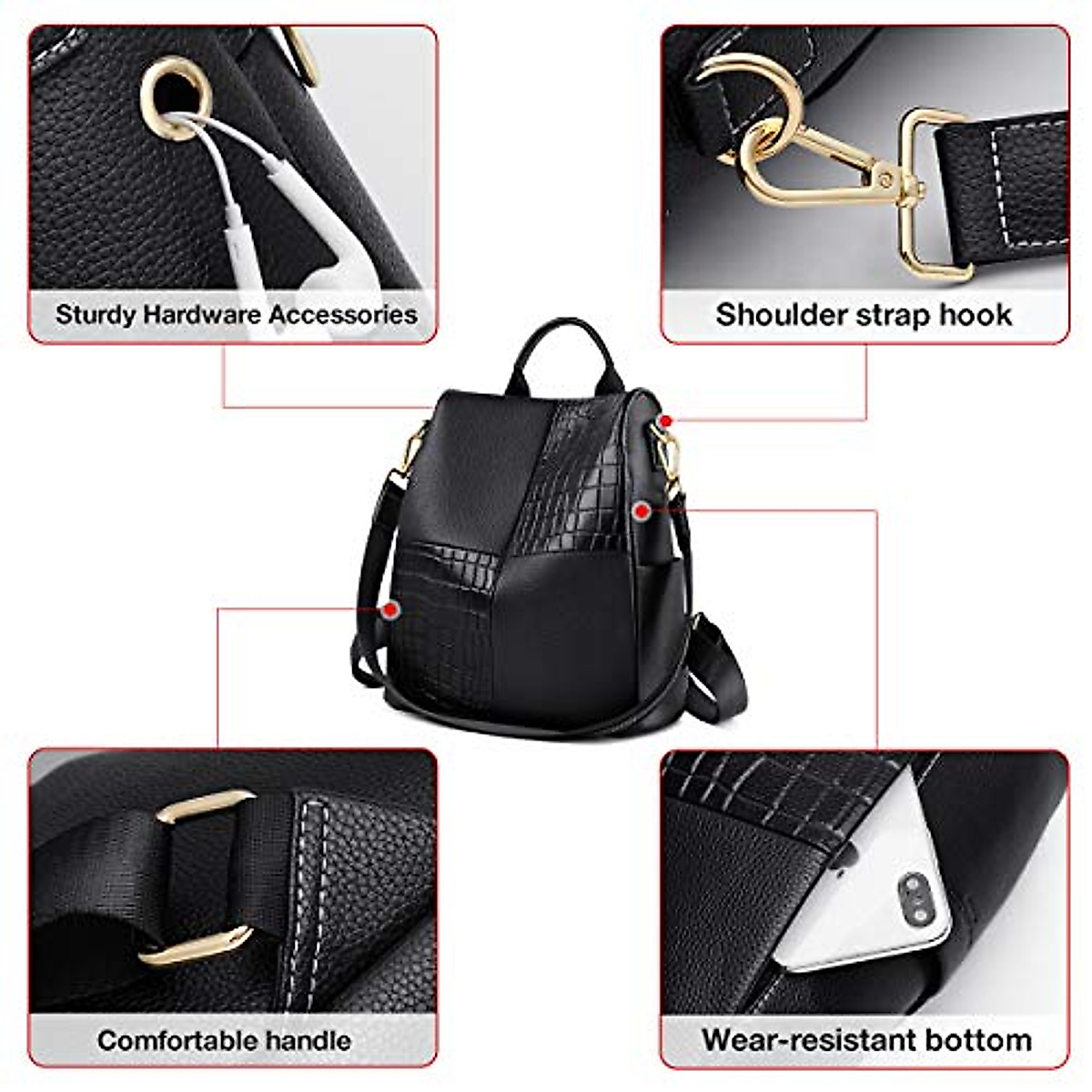 FOXLOVER Soft Genuine Leather Backpack Purse For Women Anti-theft Backpacks Versatile Shoulder Bag