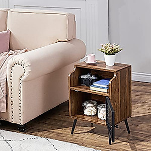 VECELO Nightstand with Storage Cabinet, End Side Table with Drawer,Night Stand for Home, Bedroom, Living Room, Easy Assembly,Set of 2,Brown