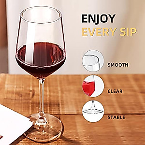 HAKEEMI Laser Cold Cutting Wine Glasses Set of 8, 17 oz Clear Wine Glasses with Stem, Dishwasher Safe