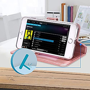 FYY Designed for iPhone SE Case 2022 (3rd Gen) / 2020 (2nd Gen) / 7 / 8 , Luxury PU Leather Wallet Phone Case with Card Holder Flip Kickstand Cover Rose Gold