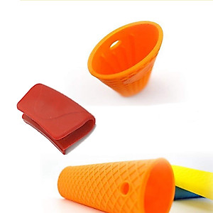 YouU 2 Pack Silicone Pot Holders and 2 Pack Silicone Hot Handle Holder Potholder Rubber Pot Handle Sleeve Heat Resistant for Cast Iron, Pans, Metal Frying Pans, Skillets, Griddles (Red)