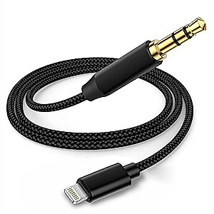 Enbiawit Lightning to 3.5mm AUX Stereo Audio Cable, Nylon Aux Cord Adapter for Car Compatible with iPhone 14/13/12/11/XS/XR/X/8/7/iPad to Speaker/Home Stereo/Headphone,Support All iOS