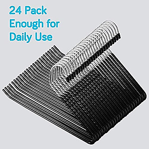 IPOW Heavy Duty Metal Pants Hangers, 24 Pack Jean Hangers for Closet, Open Ended Clothes Hanger for Pant Slack Trouser Scarf, Space Saving, Non Slip