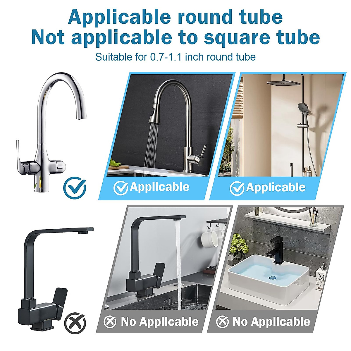 CAGSIG Kitchen Sink Faucet Organizer, Faucet Storage Rack with Drain Tray & Towel Rack, Multi-Function Sponge Holder Faucet Storage Rack for 0.7-1.1 Inch Round Water Pipes Silver-Left