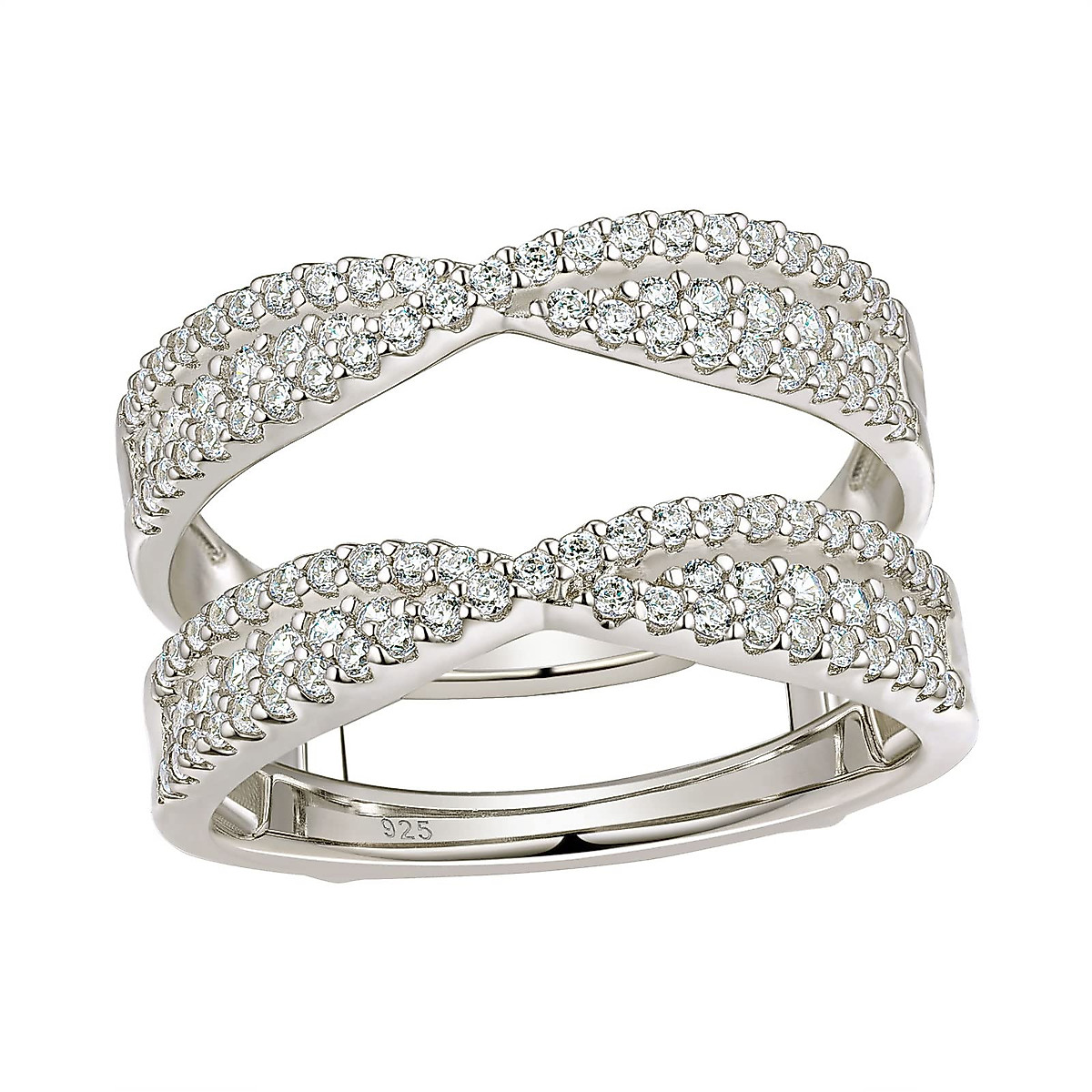 Wuziwen Sterling Silver Cubic Zirconia Infinity Wedding Band Guard Ring Enhancer for Women Size 8