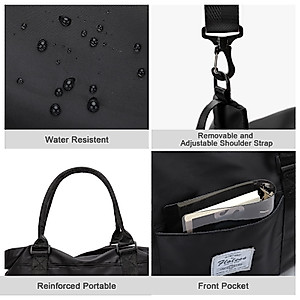 Carry on Bag for Women,Travel Duffel Bag,Large Sports Tote Gym Bag,Waterproof Weekender Overnight Bags for Women with Trolley Sleeve,Travel Bag Ladies Beach Bag, Black