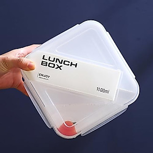 ulafbwur Leak-proof Lunch Box Bento Lunch Box 2-compartment Double Layer with Sauce Container Reusable Spork Leak-proof Home Supply Lunch Box with Locking Clip White
