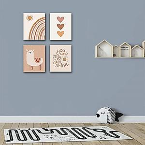 Quzenu Boho Nursery Decor Rainbow You Are My Sunshine Boho Decor Canvas Prints Framed for Baby Girl Room Decor Boho Wall Art for Girl Nursery Wall Decor