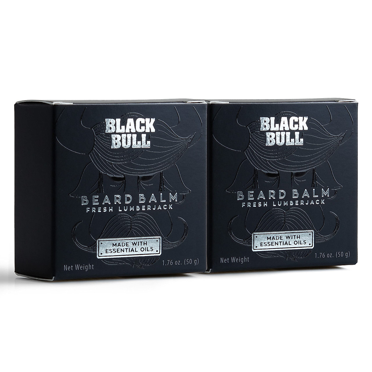 BLACK BULL MEN CARE: Beard Balm with Essential and Vegetable Oils, Bees Wax, Shea Butter and Menthol, Moisture and Nourish, Pack of 2, 50g, Beard Products