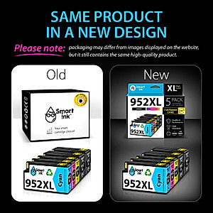 Smart Ink Compatible Ink Cartridge Replacement for HP 952XL 952 XL (5 Combo Pack) to use with OfficeJet Pro 8710 8720 8740 8715 8210 7740 7720 8700 8730 8725 (2 Black, Cyan, Magenta, Yellow)