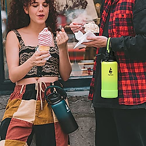 Farsea Insulated Water Bottle With Paracord Handle, Protective Silicone Boot and 2 Lids (Straw Lid & Spout Lid), Stainless Steel Water Bottle Wide Mouth, Double Wall Sweat-Proof BPA-Free, 18 oz