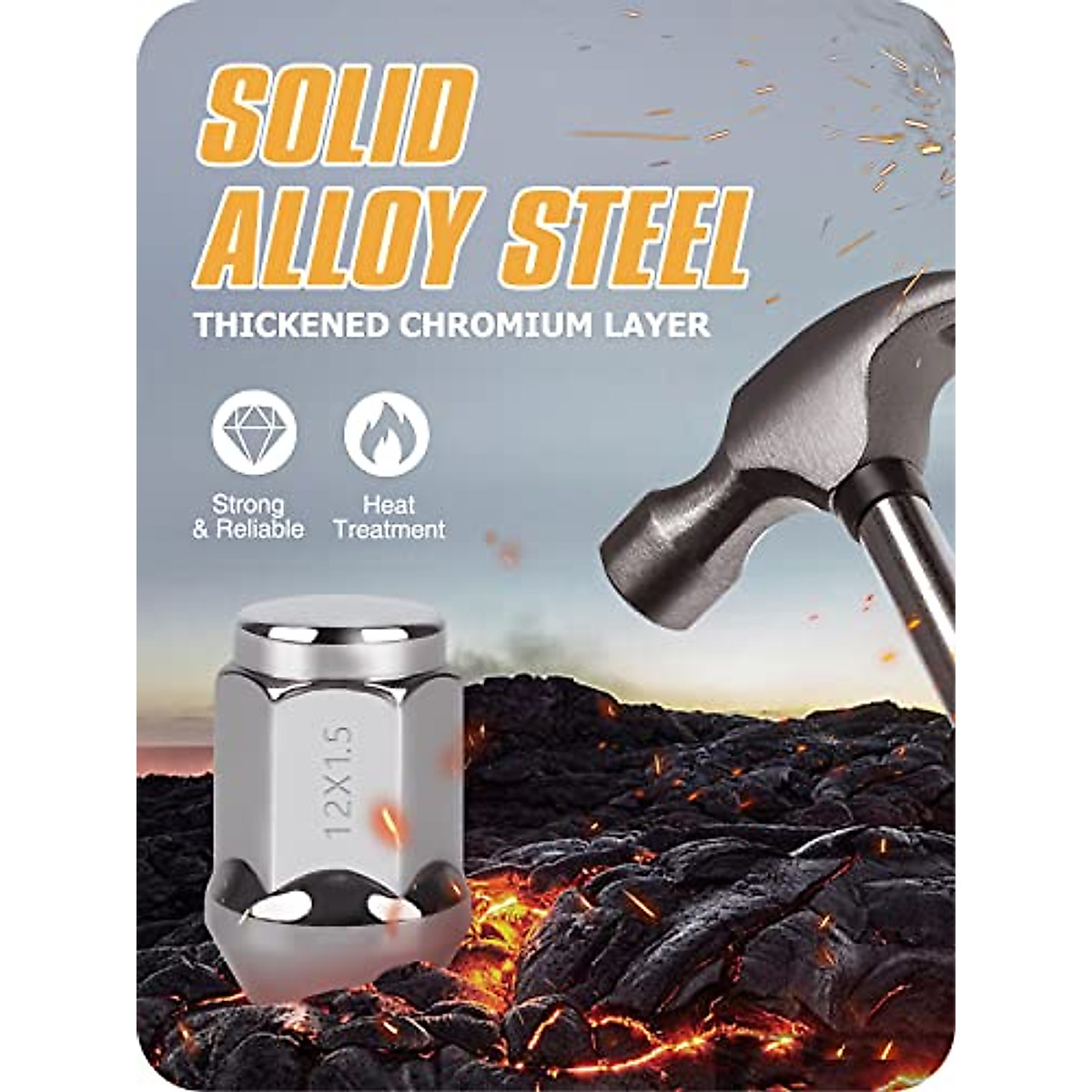 MIKKUPPA M12x1.5 Lug Nuts - Replacement for 2006-2019 Ford Fusion, 2000-2019 Ford Focus, 2001-2019 Ford Escape Aftermarket Wheel - 20pcs Chrome Closed End Lug Nuts