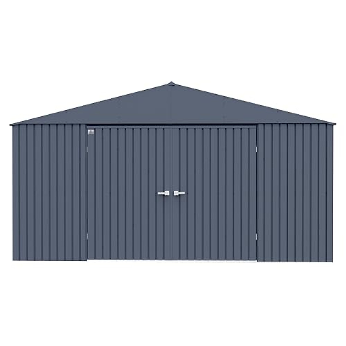 Arrow Shed Elite 14' x 14' Outdoor Lockable Gable Roof Steel Storage Shed Building, Anthracite