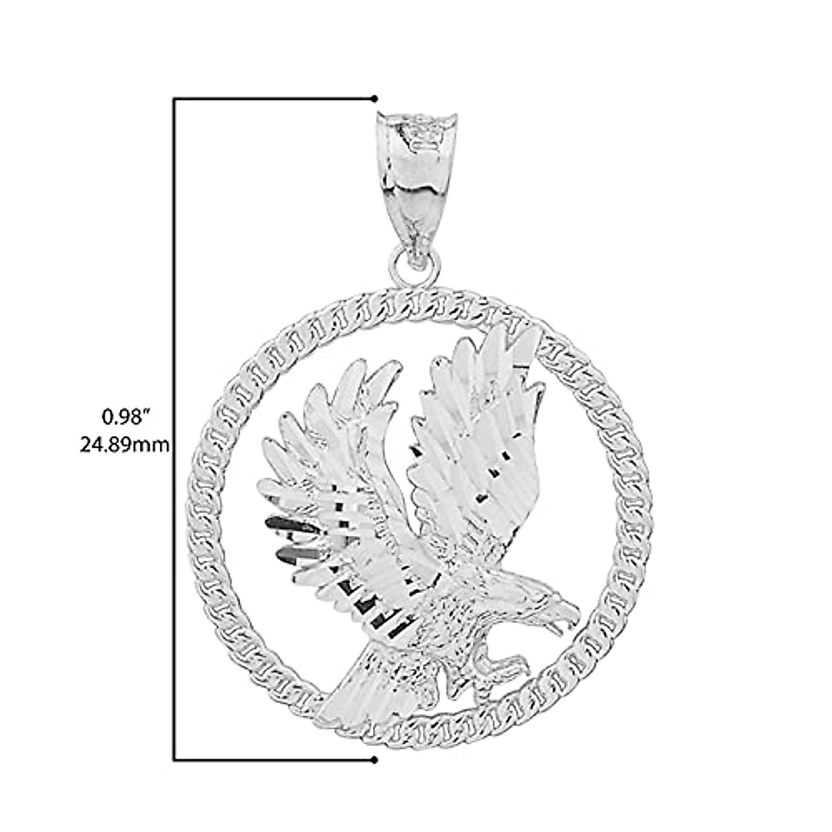 Animal Kingdom .925 Sterling Silver American Eagle 1” Round Frame Pendant - Pendant Only