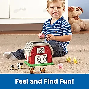 Learning Resources Hide-N-Go Moo, Farm Animal Toy, Barn Toys for Toddlers, 9 Pieces, Ages 2+