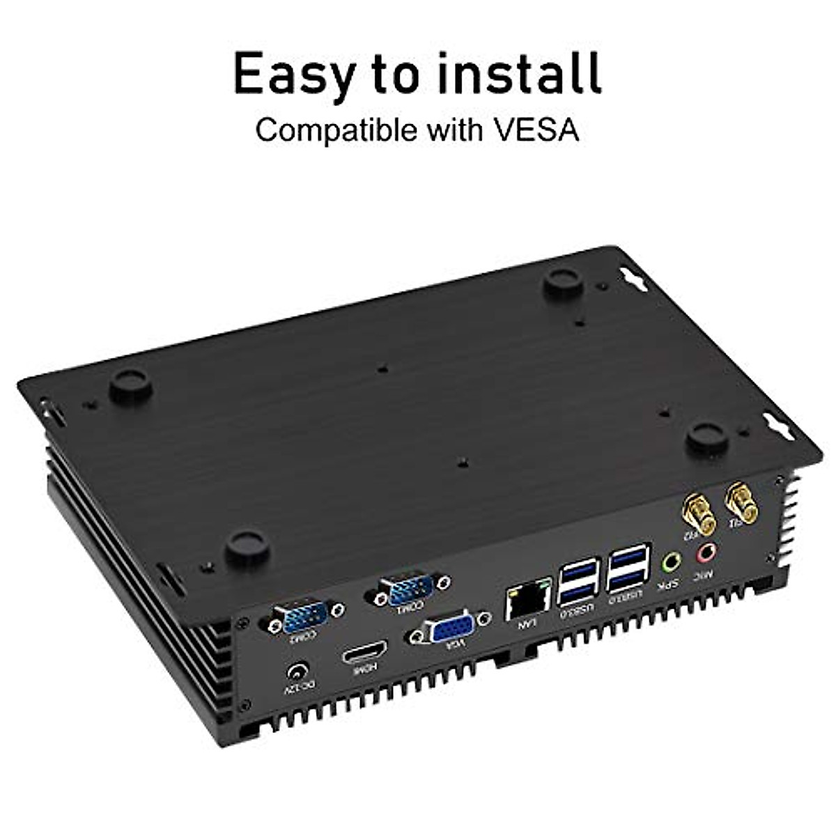 msecore Mini Industrial PC, Rackmount Fanless Computers, Wall-mountable Desktop with i3-4005U, 8GB RAM, 128GB SSD, VGA, HDMI, 2xCOM RS232, WOL, Windows 10 Pro