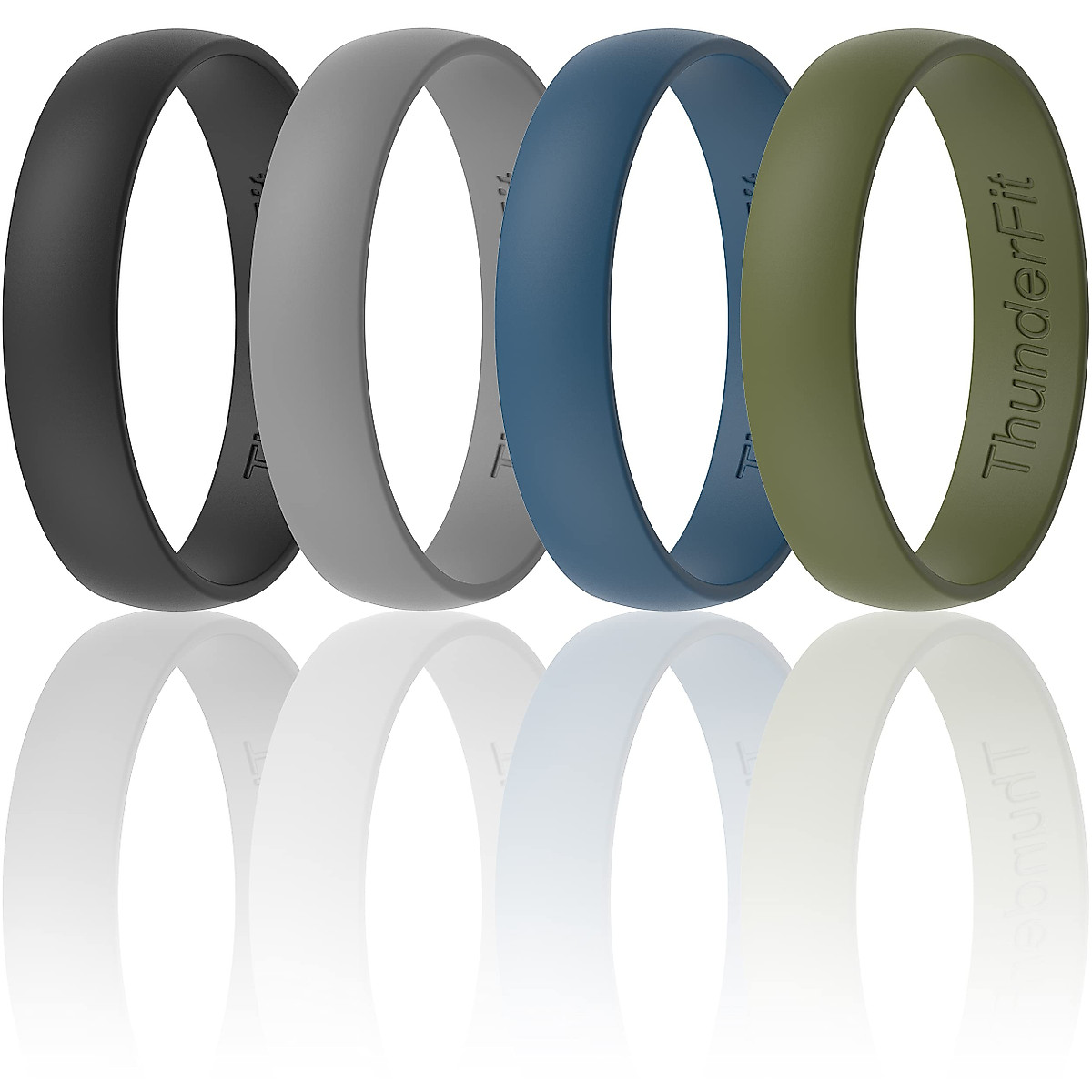 ThunderFit Unisex Silicone Wedding Rings, Rubber Engagement Bands, Variety Multipack 1,4,7