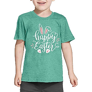 Happy Easter Shirt for Toddler Baby Girls Boys Bunny Rabbit Graphic T-Shirt Letter Print Tees Holiday Tops Green