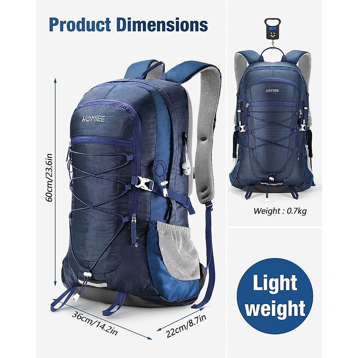 HOMIEE 45L Hiking Backpack Lightweight Travel Backpack Outdoor Camping Daypack for Men Women